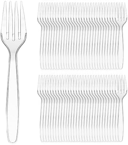 （100-Count) Plastic Forks, Disposable Forks for Dinner, Clear Plastic ...