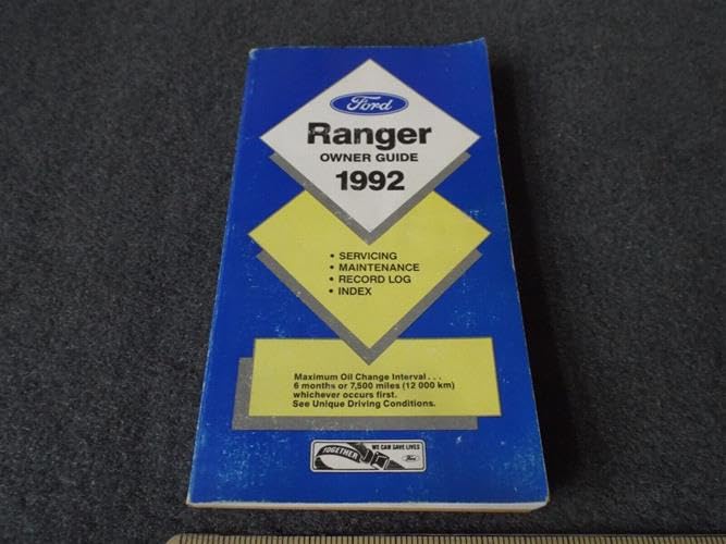 Ford Ranger Owner Guide 1992 - Servicing / Maintenance / Record Log ...