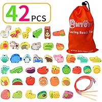 Amazon.com: Montessori Educational Threading Toys Wooden Stringing Farm ...