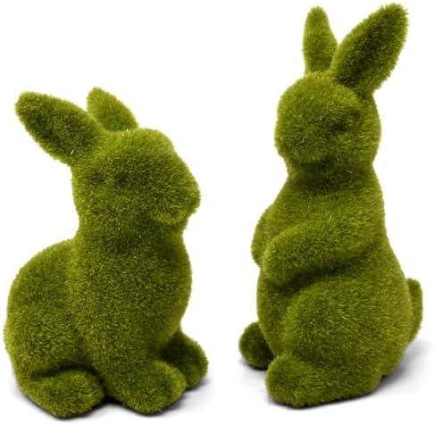 Amazon.com: Nature Vibe 5 Inches Moss Easter Bunny Home Decor, Set of ...