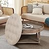 Amazon.com: Farmhouse Round Ottoman Coffee Tables for Living Room Office, Khaki Tufted ...