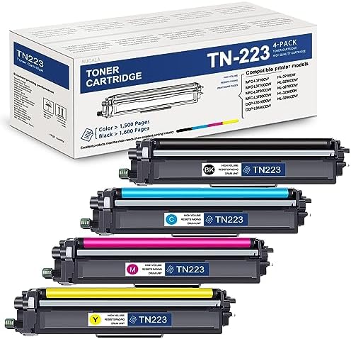 Amazon.com: TN-223 BK/C/M/Y Toner Cartridge 4 Pack TN223BK TN223C ...