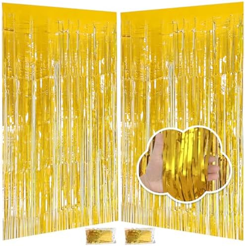 Amazon.com: EUFARS 4 Pack Gold Foil Fringe Curtains Backdrop - 3.2ft x8 ...