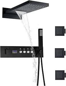 Amazon.com: Ksunun Thermostatic Shower System, Shower Faucet Set, with Temperature Display Valve ...
