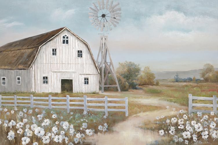 Amazon.com: Barn Painting Barn and Flowers Wall Decor Rustic Bedroom ...
