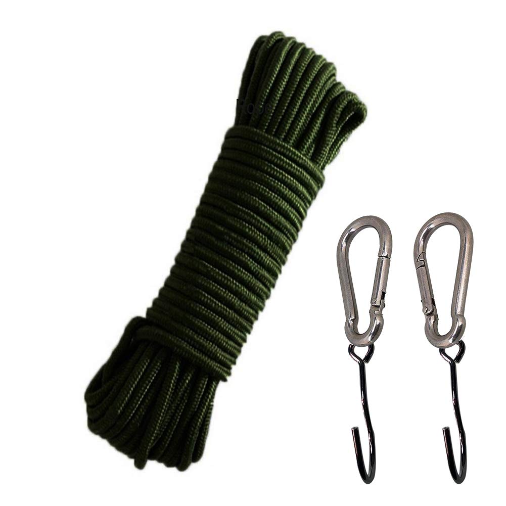 CRH600 65 FT Army Green Rope Camping Rope Clothes Cord Set with Hanging ...