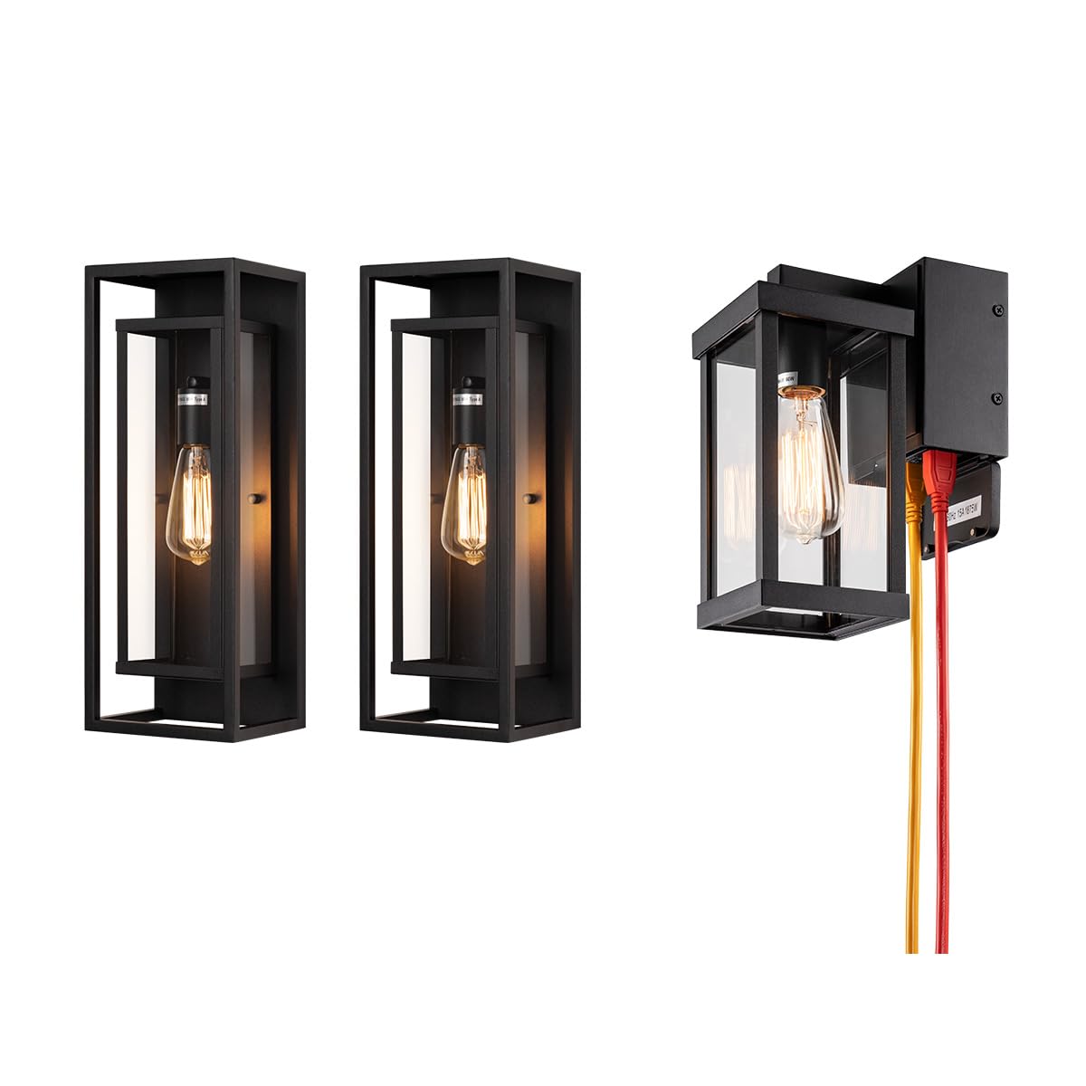 mirrea 2 Pack 18" Classic Outdoor Wall Sconce and 1 Pack 11" Classic ...
