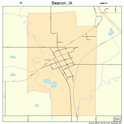 Large Street & Road Map of Beacon, Iowa IA - Printed poster size wall ...