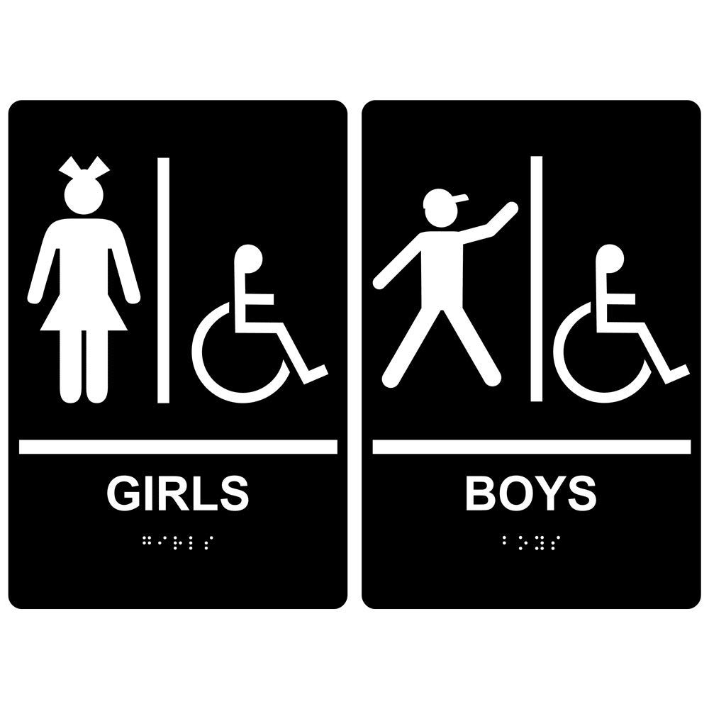 Buy ComplianceSigns.com Girls Boys Wheelchair Accessible Restroom Sign ...