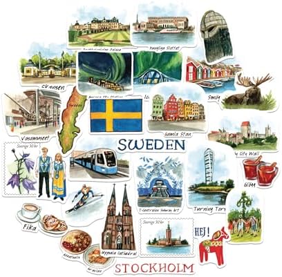 Navy Peony Delightful Denmark Travel Stickers (28pcs) - Die-Cut ...