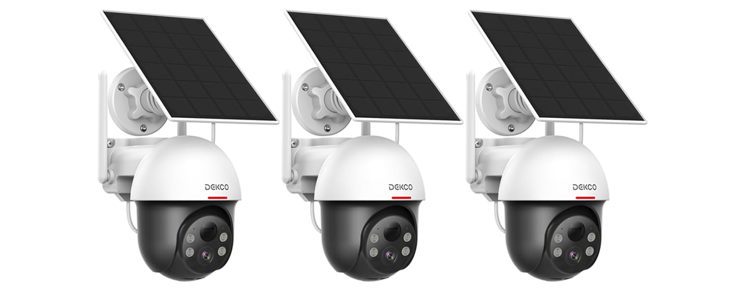 Amazon.com : DEKCO 2K Solar Security Camera Wireless Outdoor, 360 ...