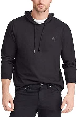 Chaps Men's Long Sleeve Light Weight Popover Hoodie, Black, S at Amazon ...