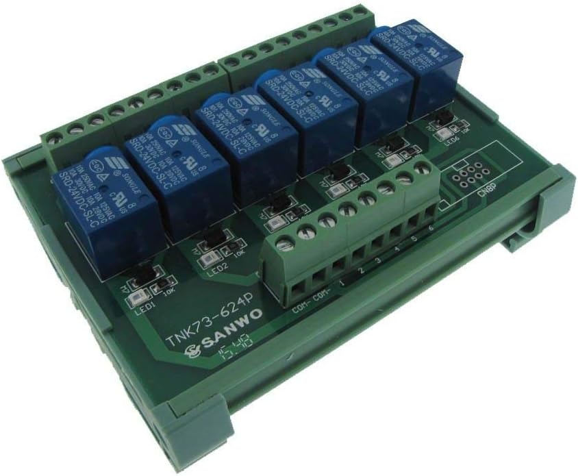 Amazon.com: 6 Channel 12VDC Relay Board PLC DIN Rail Mounting NPN ...