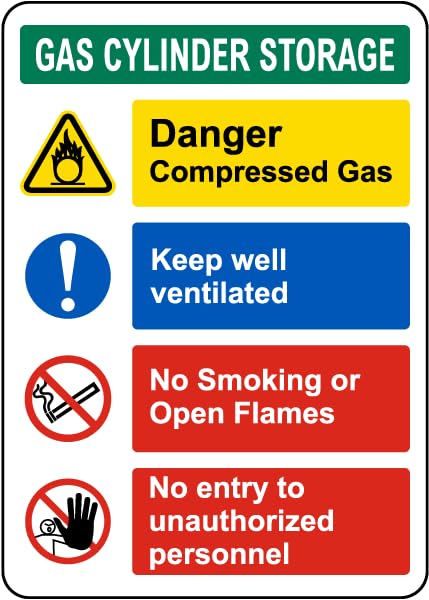 Gas Cylinder Storage Sign | Foam Board Fixed on Waterproof Sticker with ...