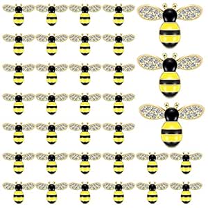 Amazon.com: 40 Pcs Bee Charms Pendants Rhinestone Alloy Honeybee Craft ...