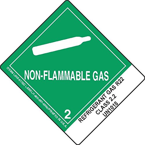 Amazon.com: GC Labels-L305P3044, Refrigerant Gas R22 Class 2.2 UN1018 ...