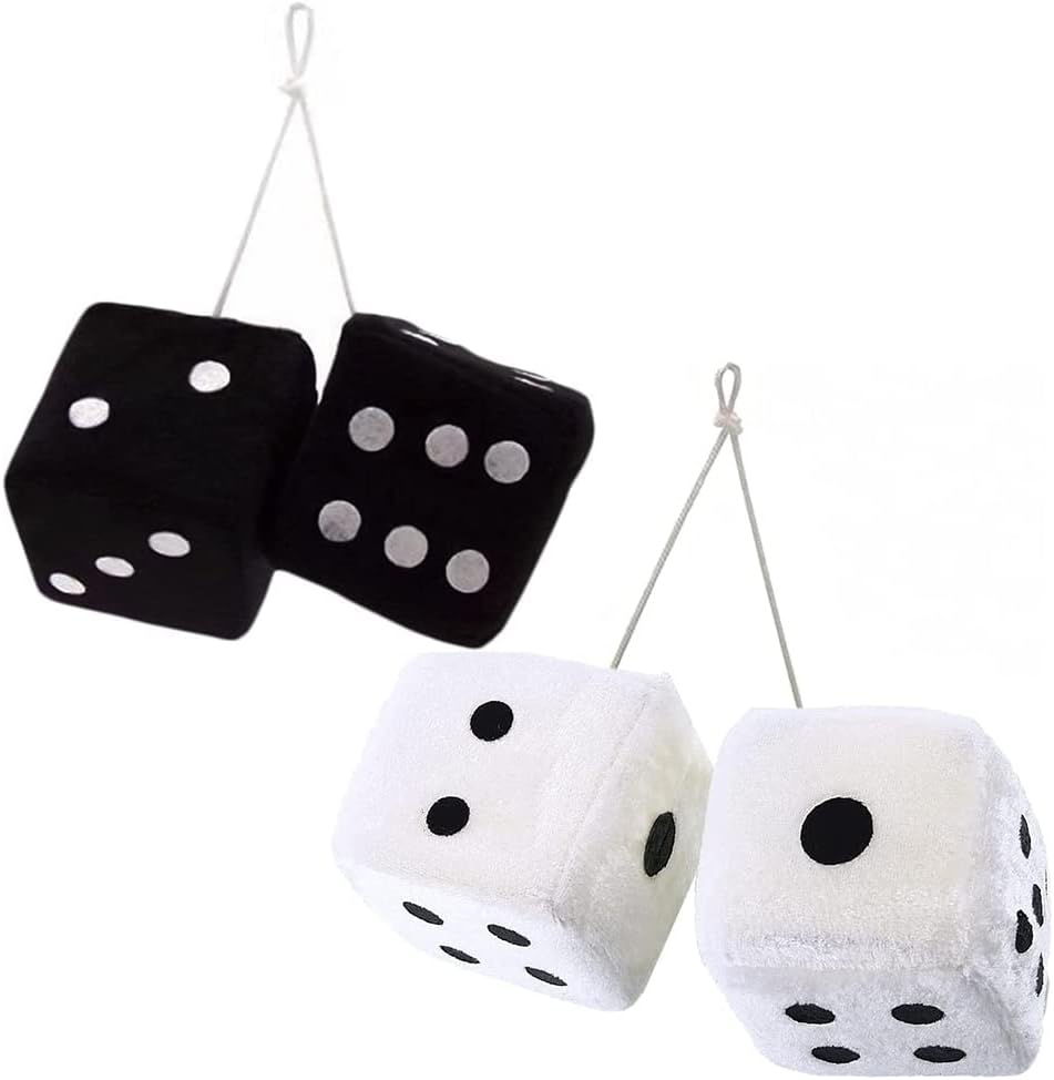 Fluffy Dice for Car, 1 Pair Fluffy Dice car Rear View Mirror Hanging ...