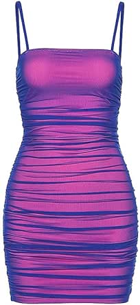 Amazon.com: CAPE CLIQUE Women's Sheer Mesh Ruched Bodycon Mini Dress ...