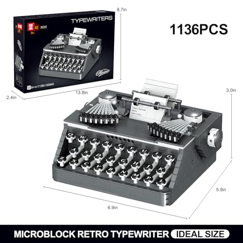 XIU Ideas Typewriter Block Kit for Adults,Retro Typewriter Building Set ...