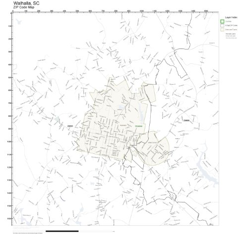 ZIP Code Wall Map of Walhalla, SC ZIP Code Map Laminated: Amazon.com ...