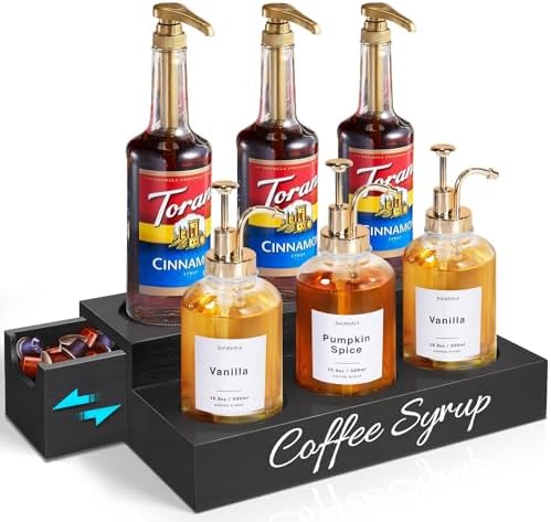 Amazon.com: Rotating Coffee Syrup Organizer for Countertop, 7 Bottles ...