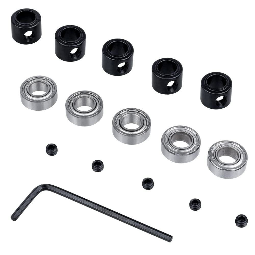 Mesee 5 Set Router Bit Bearings with Fixed Collars Kit, Bottom Mounted ...