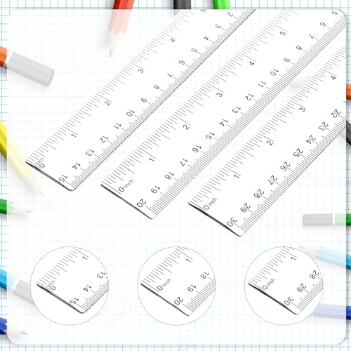 Snapklik.com : 3 Pack 6 Inch 8 Inch 12 Inch Ruler Set Plastic Straight ...