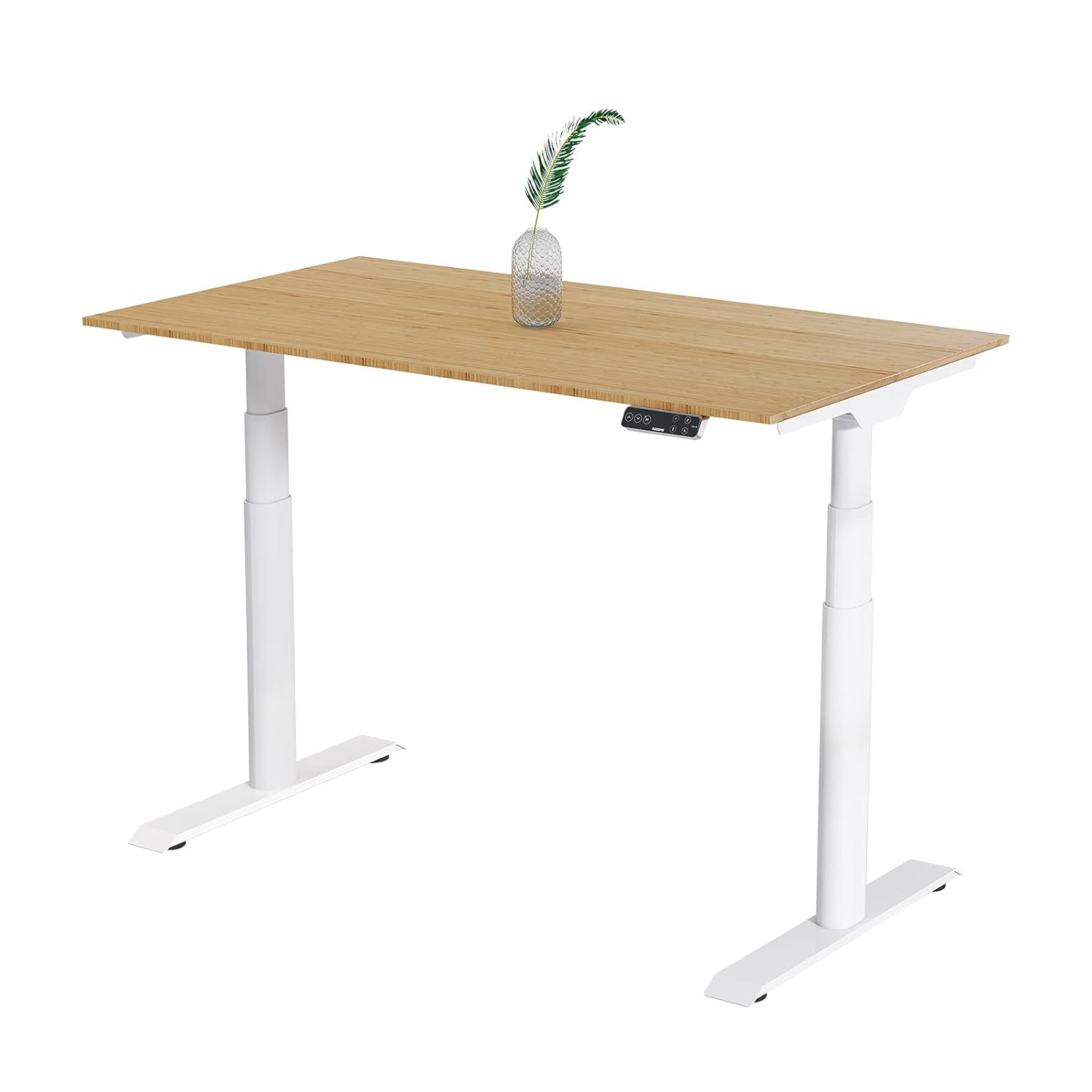 FlexiSpot E8W Bamboo 1407 Standing Desk, Electric Rising Desk Set ...
