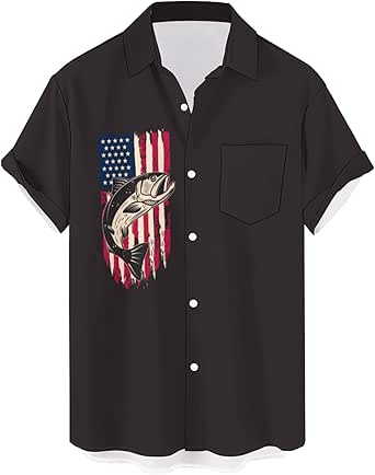 Amazon.com: QIVICIMA Mens American Flag Button Down Shirts US Flag ...