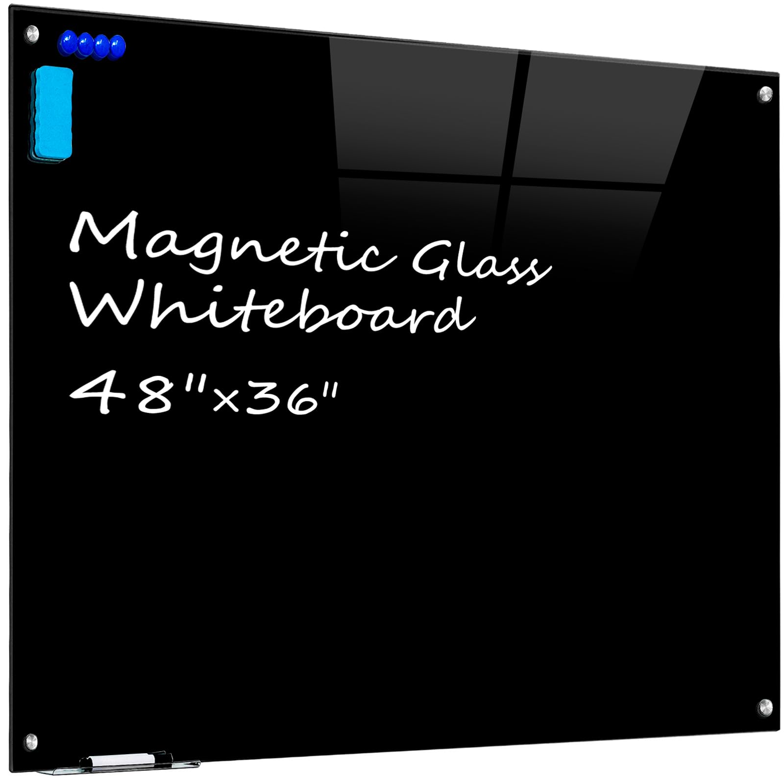 Amazon.com : Black Glass Dry Erase Board - Magnetic Blackboard for Wall ...