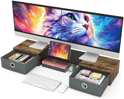 Amazon.com: Simple Trending 2 Tier Metal Dual Monitor Stand Riser ...