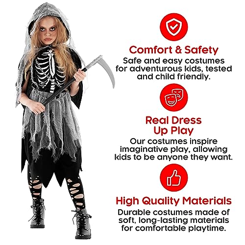 Morph Girl Grim Reaper Costume Kids – Grim Reaper Girls Costume ...