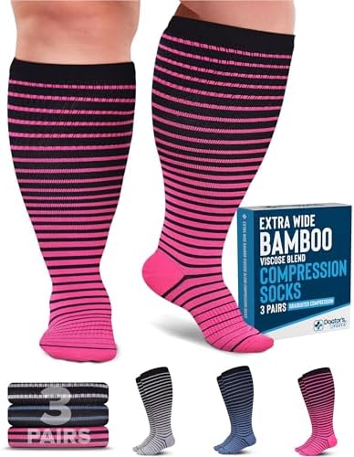 Amazon.com: Doctor's Select 3 Pairs Plus Size Compression Socks Wide ...