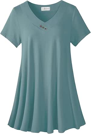 LARACE Plus Size Tunic Tops for Women, Women's Short Sleeve V Neck T ...