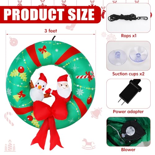 Snapklik.com : Karenhi 2 Pack 3 Ft Christmas Inflatables Wreath Outdoor ...