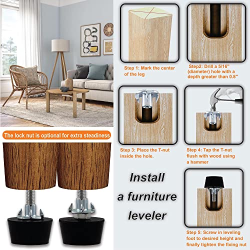 Snapklik.com : M6 Thread Furniture Feet Levelers, 8 PCS Adjustable ...