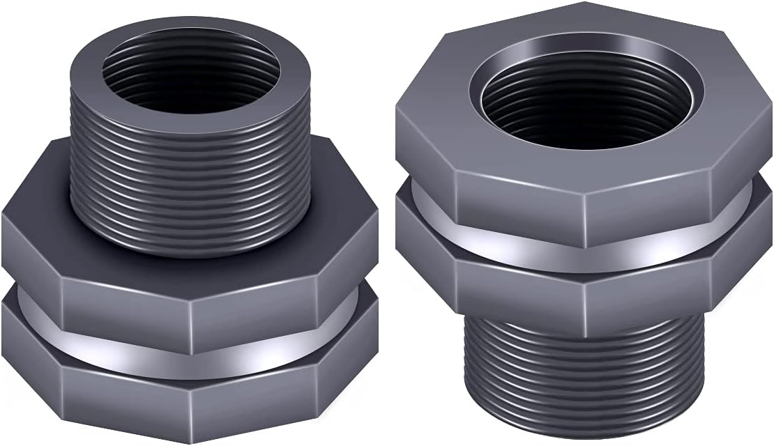 Tnuocke 2PCS PVC Bulkhead Fitting 3/4 Inch,Water Tank Connector Adapter ...