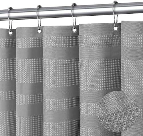 Amazon.com: Seasonwood Grey Shower Curtain Waffle Weave Textured ...