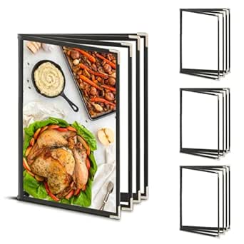 4 Pack A4 Menu Covers 4 Page 8 Views, Transparent Restaurant Menu ...