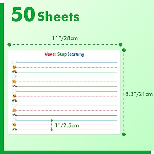 50 Sheets Ruled Writing Paper, Double-Sided Printing Skip-A-Line Ruled ...
