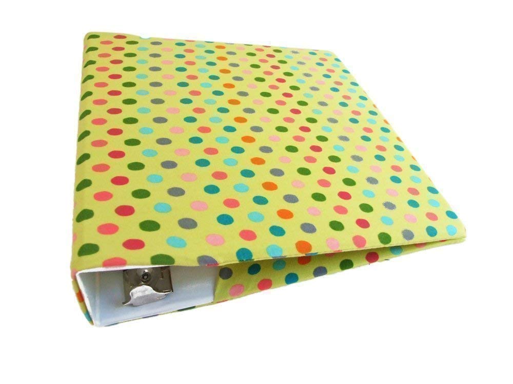 Amazon.com: Binder Cover in Green with Polka Dots Stretch Fabric Binder ...