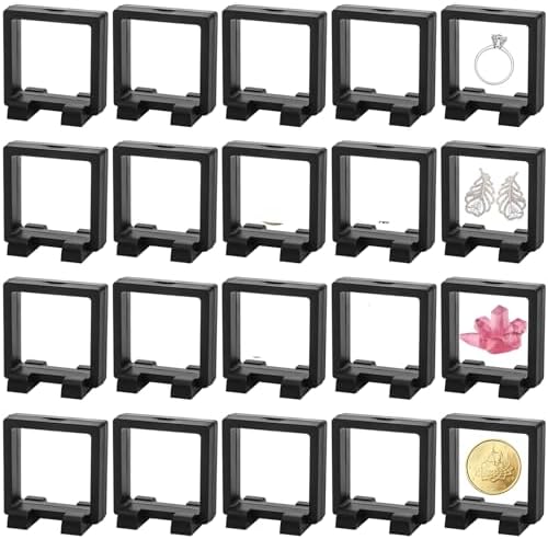 Amazon.com: Dicunoy 20 PCS 3D Floating Display Cases, 2.2" Black Coins Display Frame with Stands ...