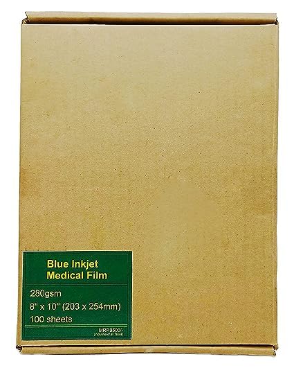 8" X 10" PET Inkjet Blue Medical Imaging Film 210 Micron Thickness (280 ...