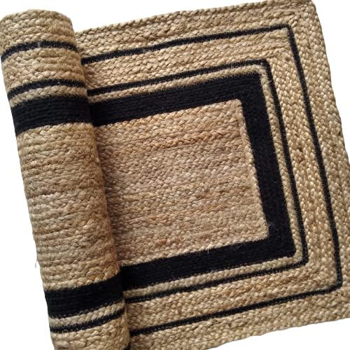 Amazon.com: Rugindia Natural and Black Jute Home Decor Rug Kitchen ...