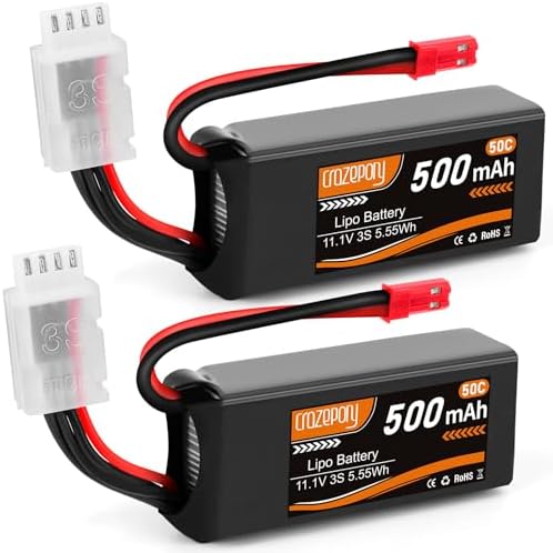 Amazon.com: Crazepony 3S Lipo Battery 500mAh 50C 11.1V Lipo Battery ...
