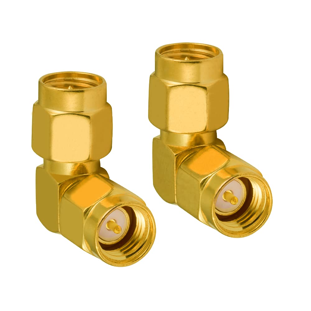 Vecys SMA Adapter SMA Male to Male Adapter Right Angle 90-Degree SMA RF Coaxial Coax Adapter for ...