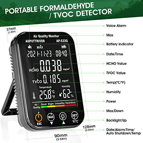 Formaldehyde Detector, Air Quality Monitor Accurate Tester for ...
