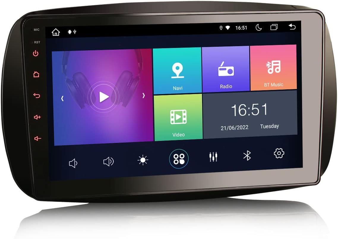 Erisin 8-Core 9 pollici Android 11 Autoradio per Mercedes-Benz SMART Supporta GPS Navigatore ...
