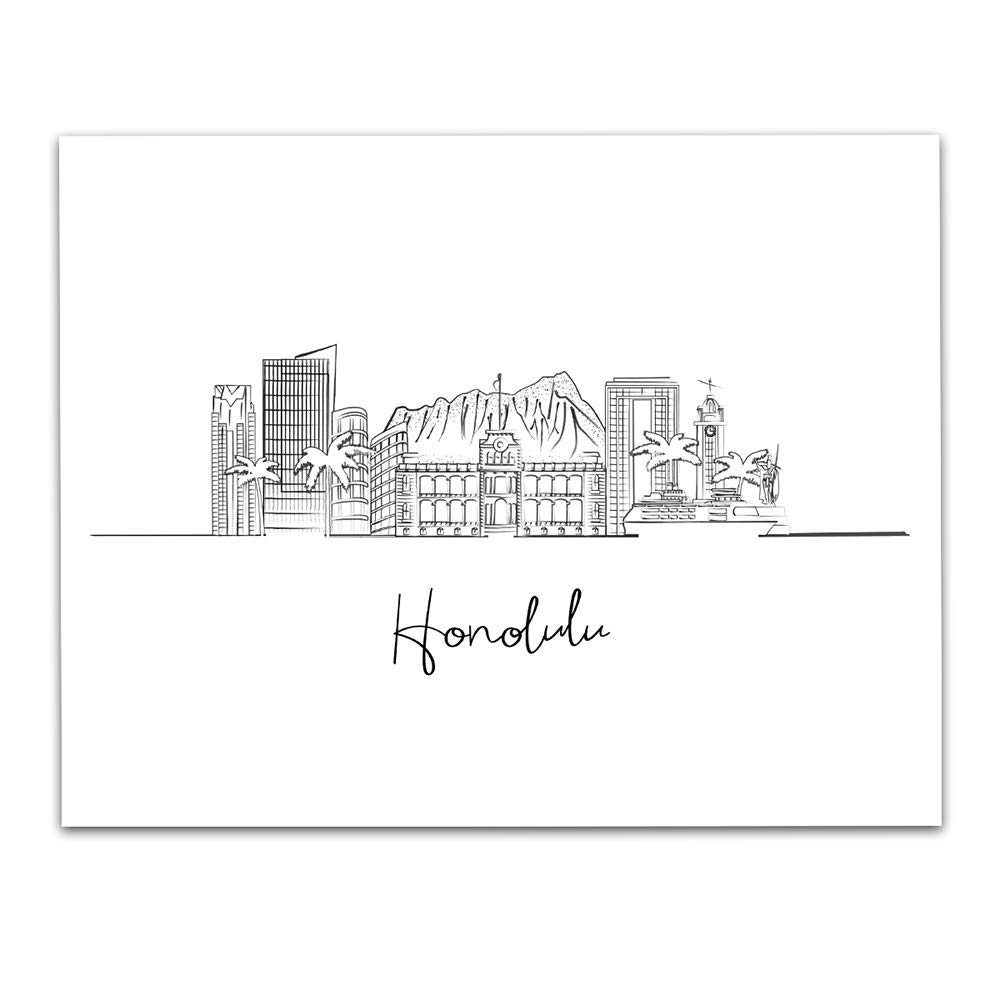 Honolulu Skyline Drawing
