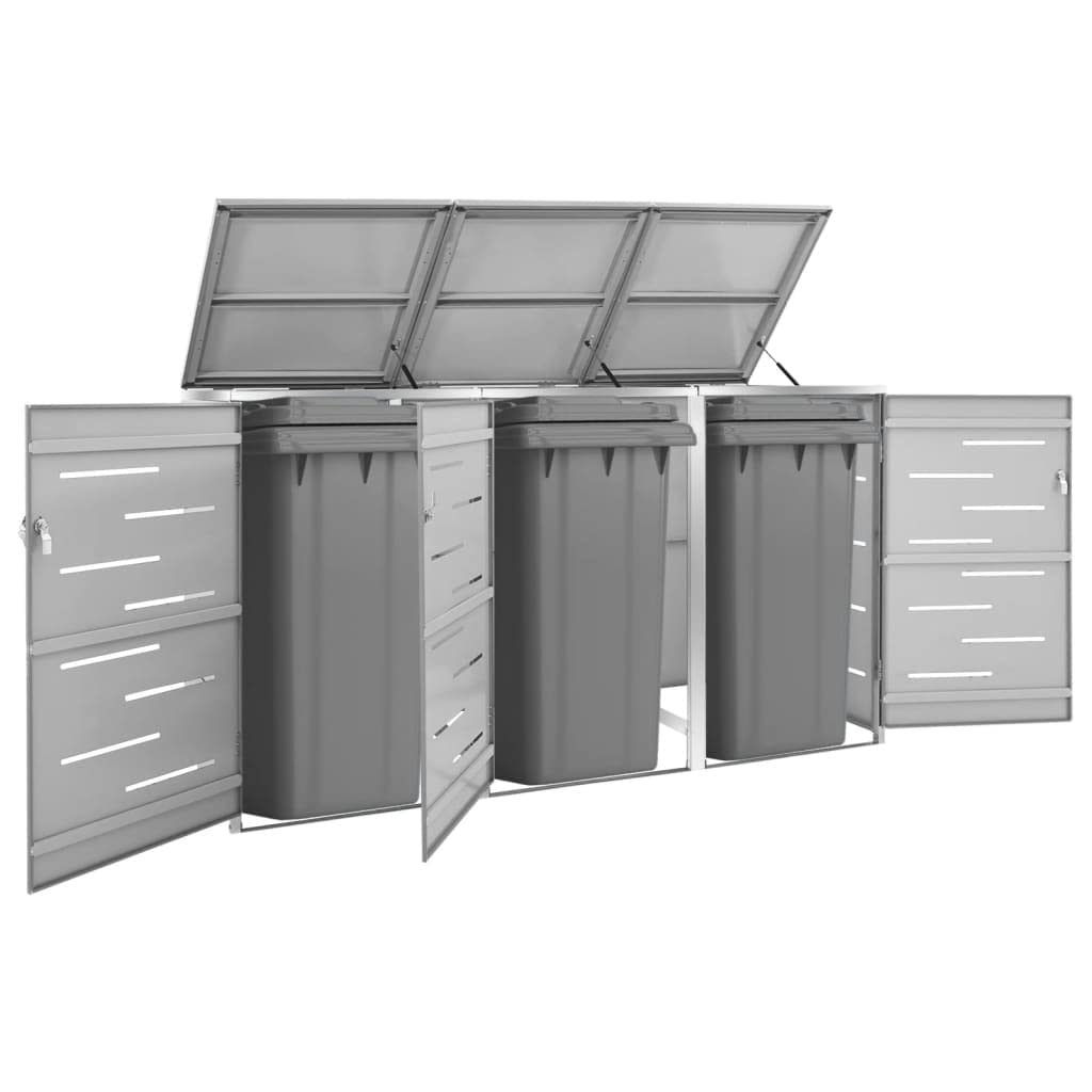 Amazon.com: Fregramei Triple Wheelie Bin Shed, Stainless Steel Outdoor ...